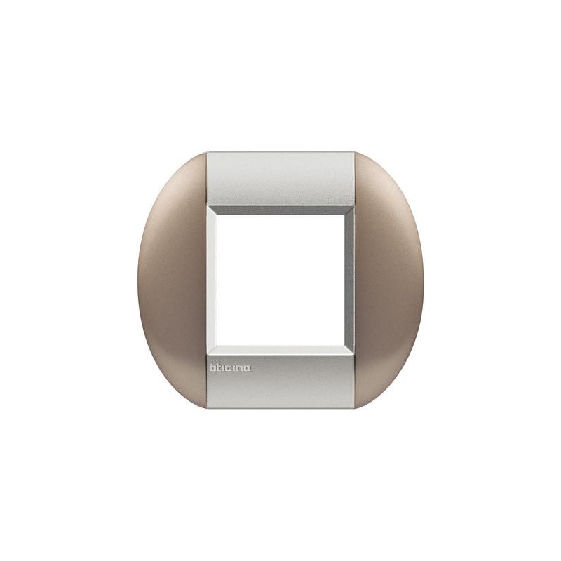 BTICINO LIVINGLIGHT ROUND PLAQUE, 2 MODULES LNB4802TB