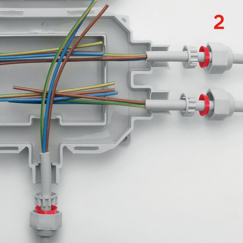Junction box 5 inputs with the room perimeter gel IP68 FOXBOX