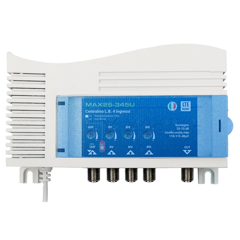 Self-powered switchboard FTE 4 inputs BIII/IV/V/UHF 20/22db MAX25-345U