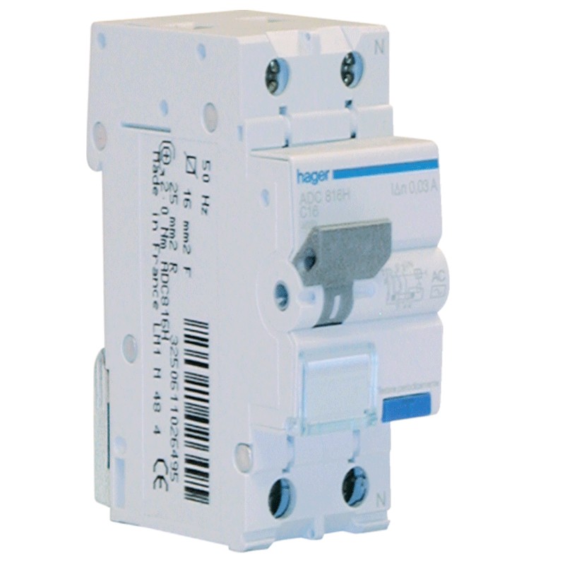 Magnétothermique Différentiel Hager 1P+N 16A 4.5kA 30mA C AC