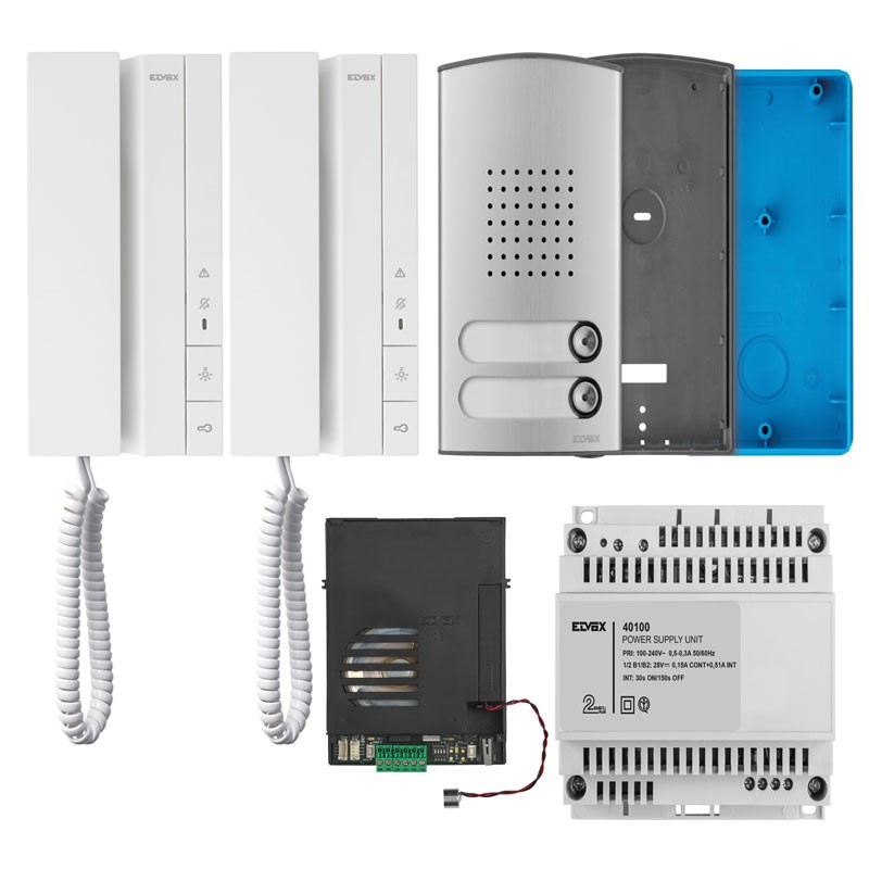 Vimar Elvox Voxie Duplex Door Phone System Kit + 2-Wire Plus Nameplate ...