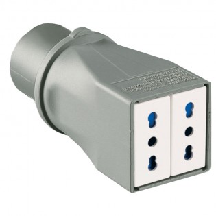 Palazzoli CEE industrial adapter 2P+E plug and 2 Bipassive sockets