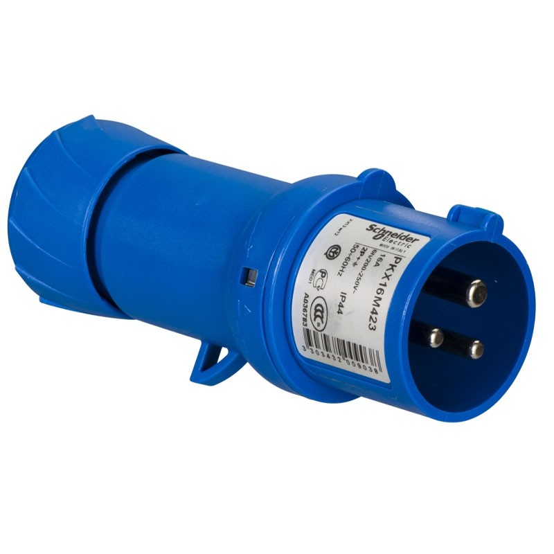 Schneider mobile industrial plug 2X16A+T 230V IP44 blue PKX16M423