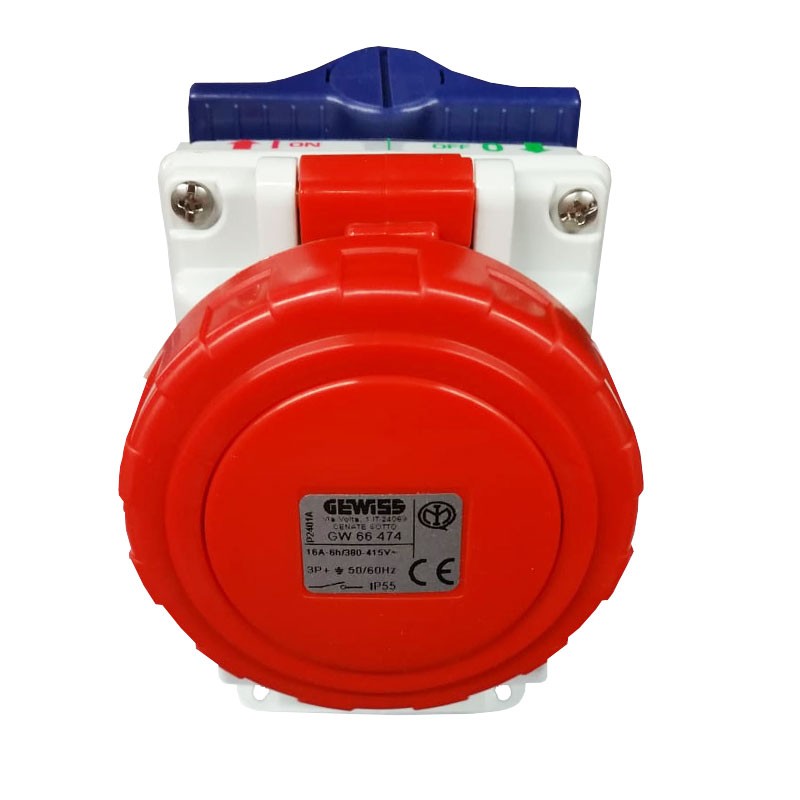 Gewiss vertical interlocked socket 3P+E 16A IP55 GW66474