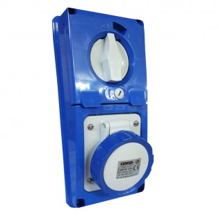 Gewiss vertical interlocked socket 2P+E 16A IP67 GW66326N