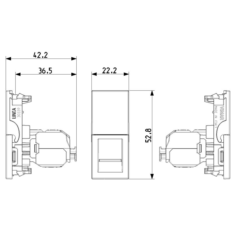 Vimar Linea RJ45 Data Socket with Netsafe Cat. 6 Connector Black 30339.13G