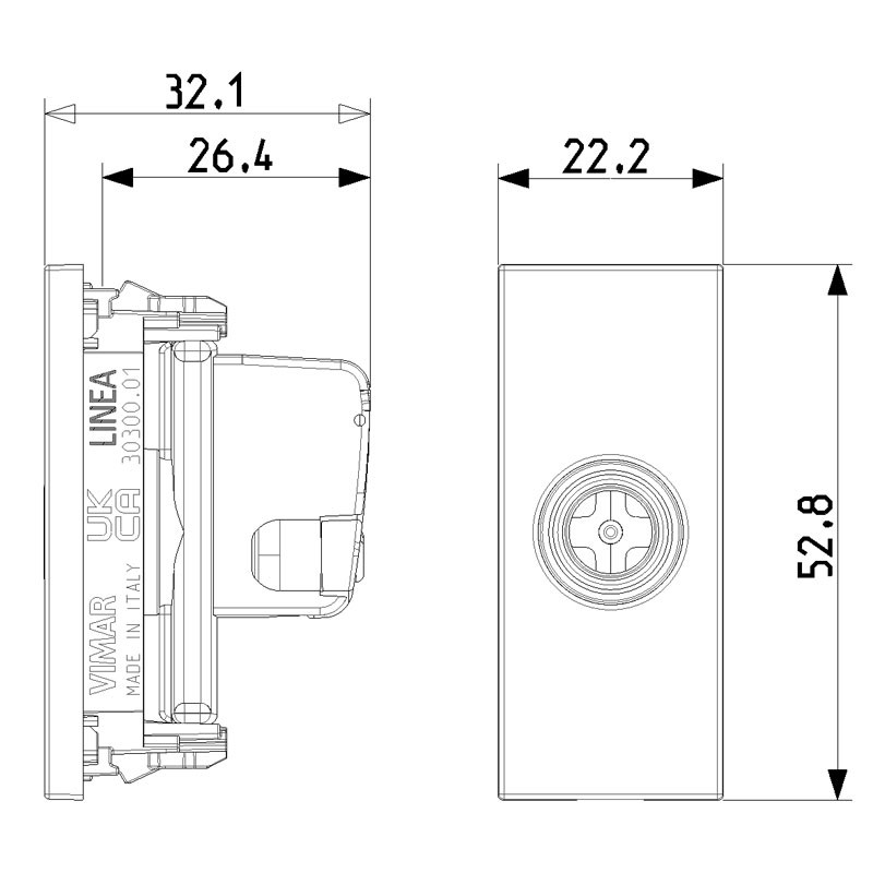 Vimar Linea TV-RD-SAT Direct Coaxial Socket Black 30300.01G