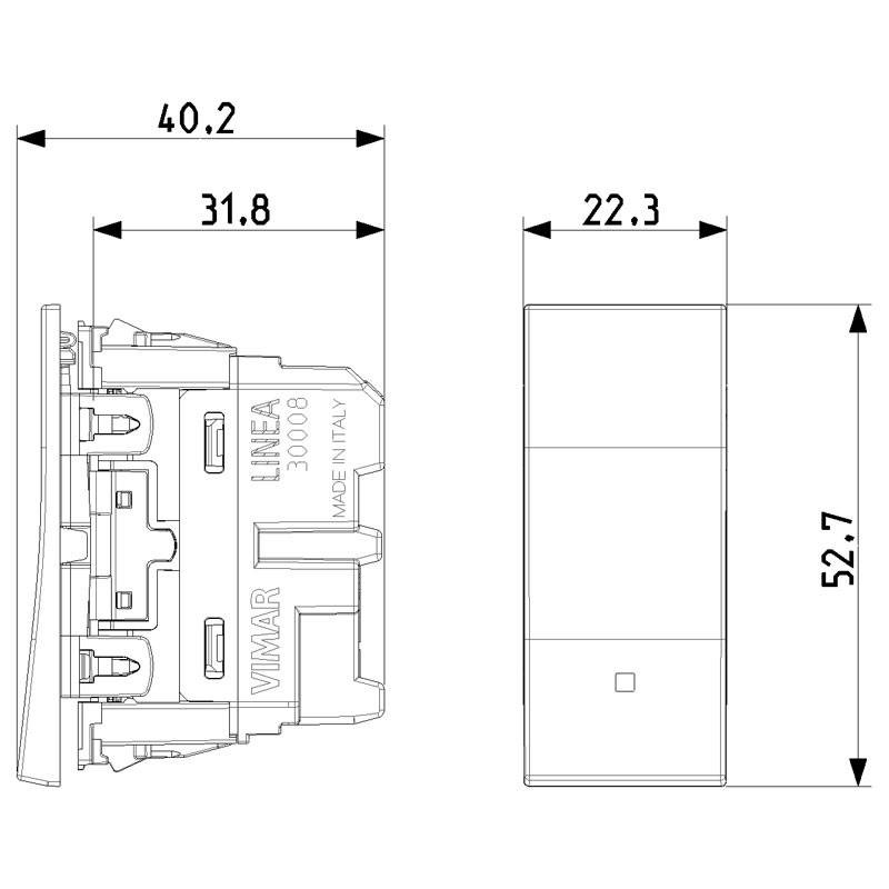 Vimar Linea 1P 10A Illuminated Aligned Pushbutton White 30008.B