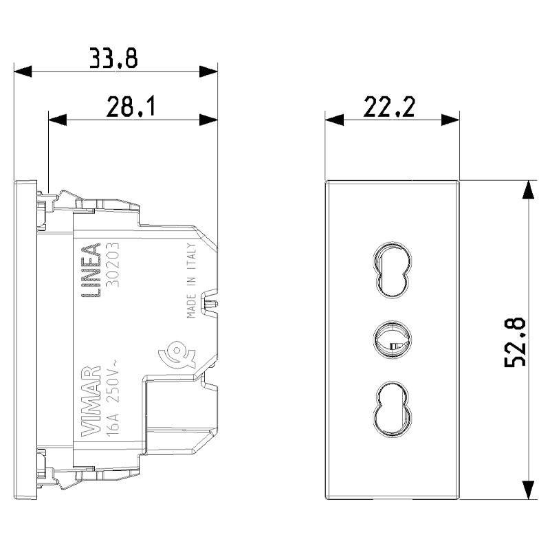 Vimar Linea 16A 2P+E 2P+E 2P+E P17/11 Double-Pole Current Socket White ...