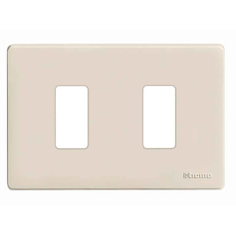 Placa para interruptores Bticino Magic 2 plazas de resina marfil TIC503/2/R