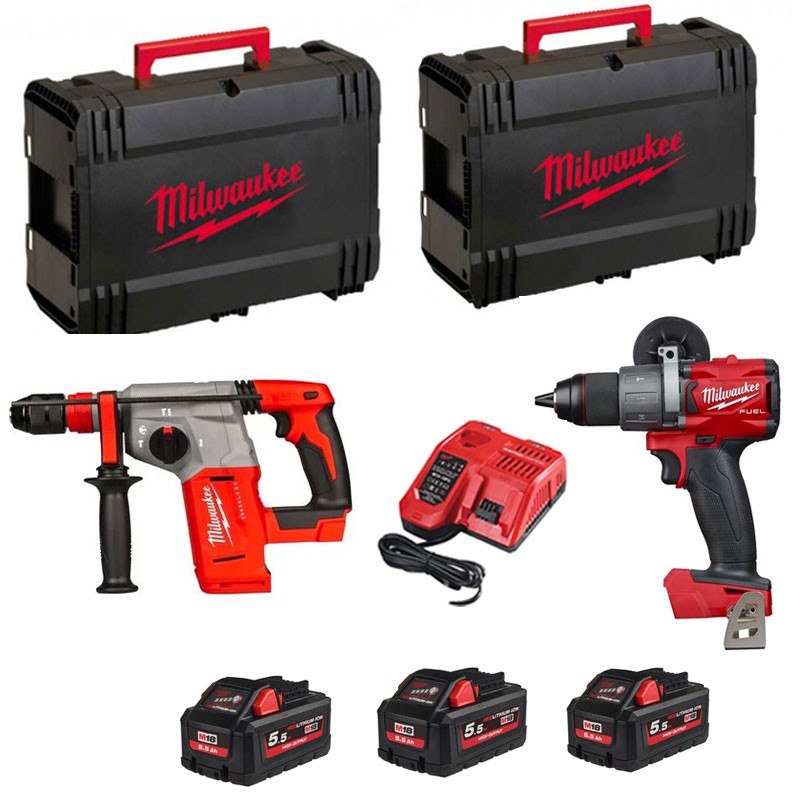 Milwaukee Schlagbohrer Kit M18 FPD2 + Hammer Driver M18 FHX 4933479431