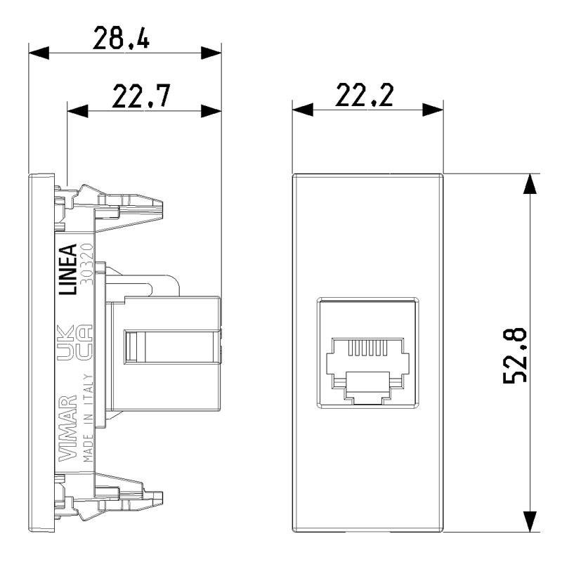 Prise téléphonique RJ11 Vimar Linea 6/4 1 Module Blanc 30320.B