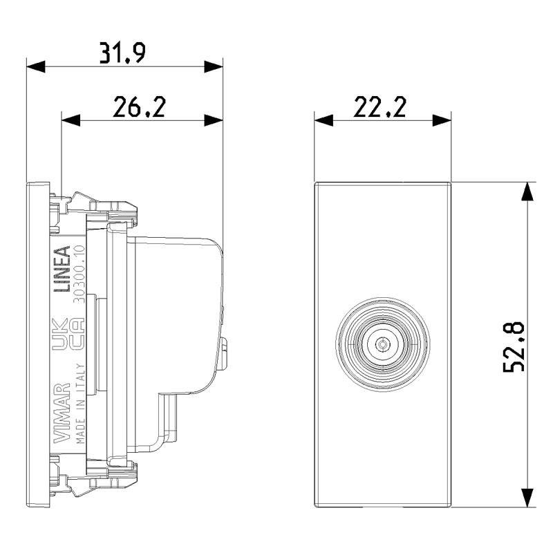Vimar Linea TV-RD-SAT Coaxial Feed-Through Socket Black 30300.10G