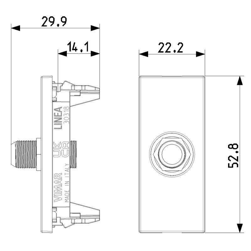 Vimar Linea Coaxial TV socket Type F 1 Module Black 30318.G