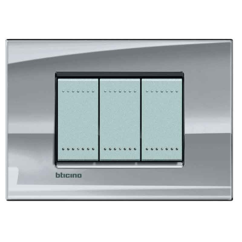 BTICINO LIVINGLIGHT PLACCA 3 MODULI QUADRA LNA4803NS