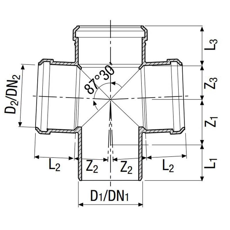 Valsir Silere Plug-in waste Pipe double 87° 30' D110/110mm VS0225011