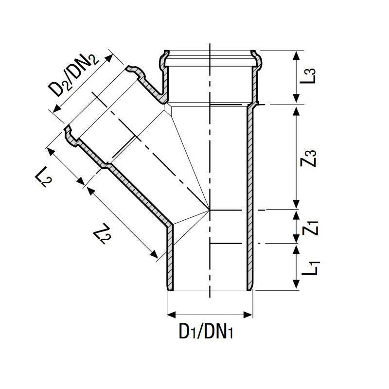 Valsir Silere Plug-in waste Pipe 45° diameter 160/160mm VS0222027
