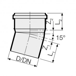 Curva 15° in PP Polipropilene Valsir PP3 a innesto D32mm VS0504001