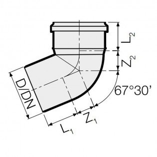 Curva 67° 30' in PP Polipropilene Valsir PP3 a innesto D32mm VS0504007
