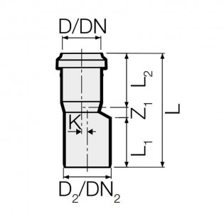 Valsir PP3 Plug-in Transition Pipe PP D110/125mm VS0514002