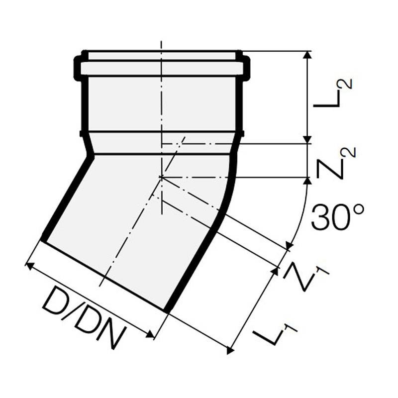 Curva 30 gradi in PP Valsir Triplus a innesto D 32 mm VS0650403