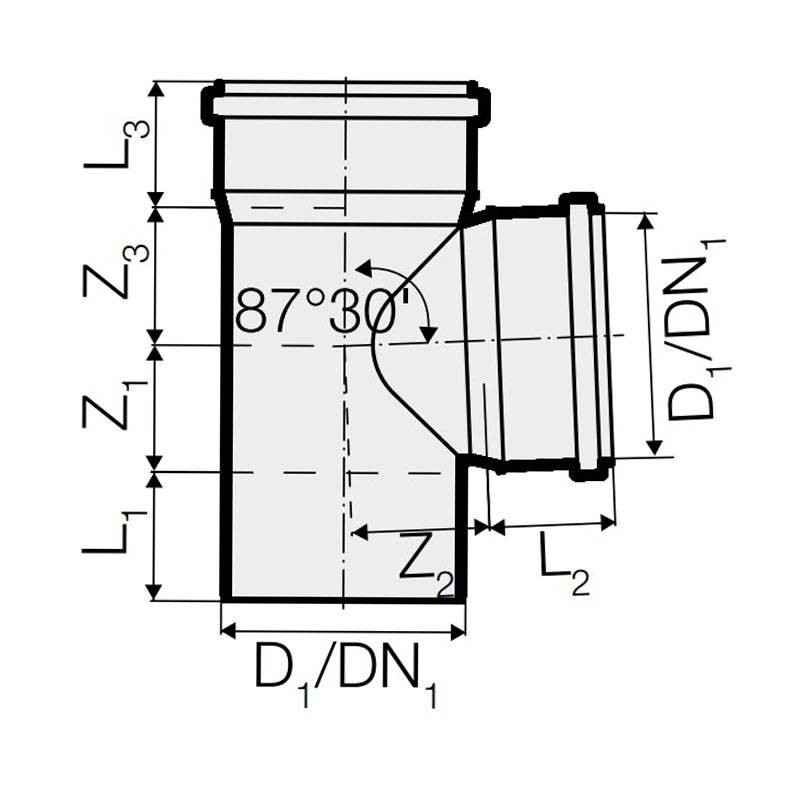 87 Degrees 30' PP Valsir Triplus Plug-in Waste Water Connection D 125 ...
