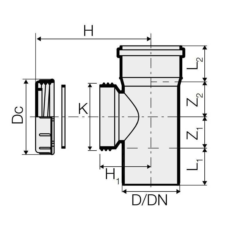 Inspection Pipe with Pipe cap Valsir Triplus Plug D 110 mm VS0650907