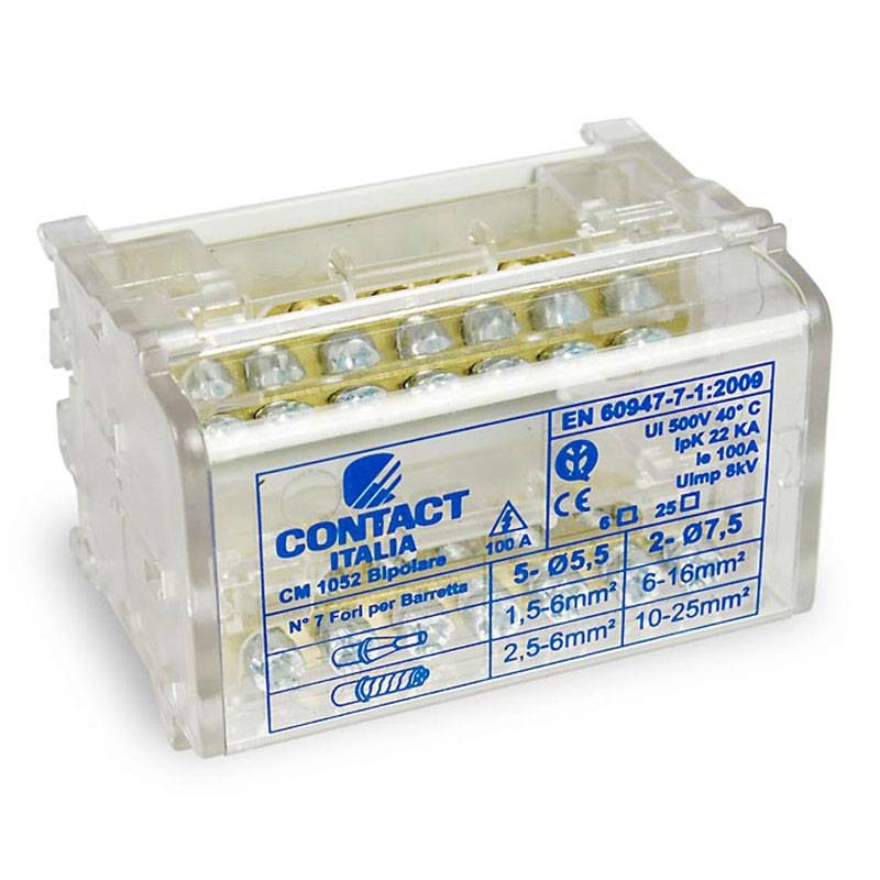 Contact Bipolar Modular Terminal Block 2P 100A 7-Hole CM1052