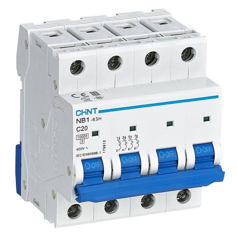 Chint Circuit Breaker NB1-63H 4P 20A 10kA C 4 Modules 179912