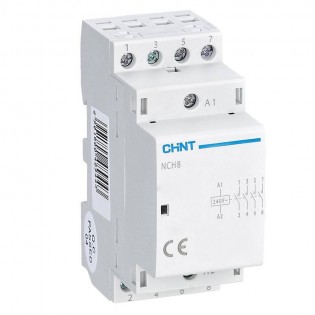 Chint Modular Contactor NCH8 25A 4NA 4P 230 Vac 2 Modules 256089