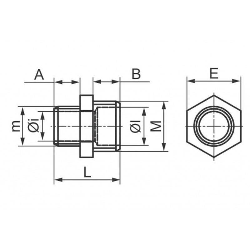 Oter raccord fileté en acier galvanisé M/M 1 1/4 x 1 pouce 24519