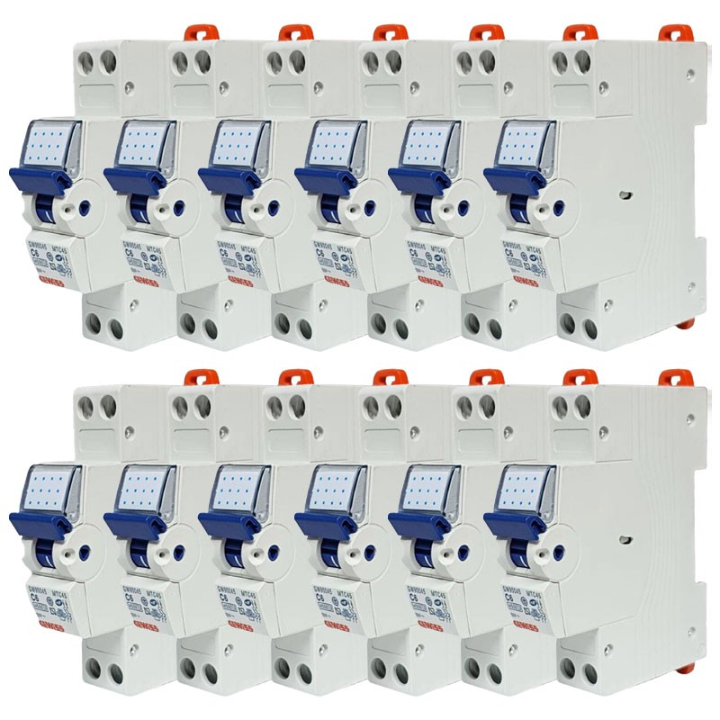 Gewiss Circuit Breaker 12 pcs 6A 2P 4.5KA C 1 Module GW90045