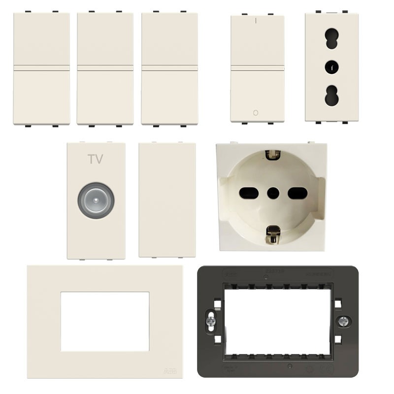 KIT starter Home Abb série Zenit blanc avec plaques cadeau blanches