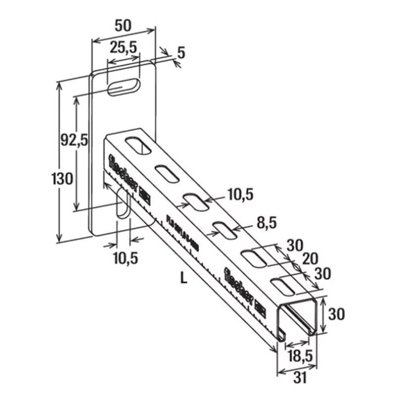 Fischer ALK 31/30 steel cable tray shelf 200 mm 00538740