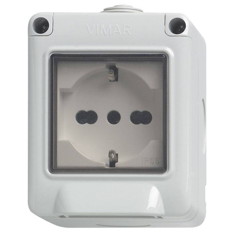Vimar Plana Hydrobox IP55 box with 2P+E 16A socket 14902.U