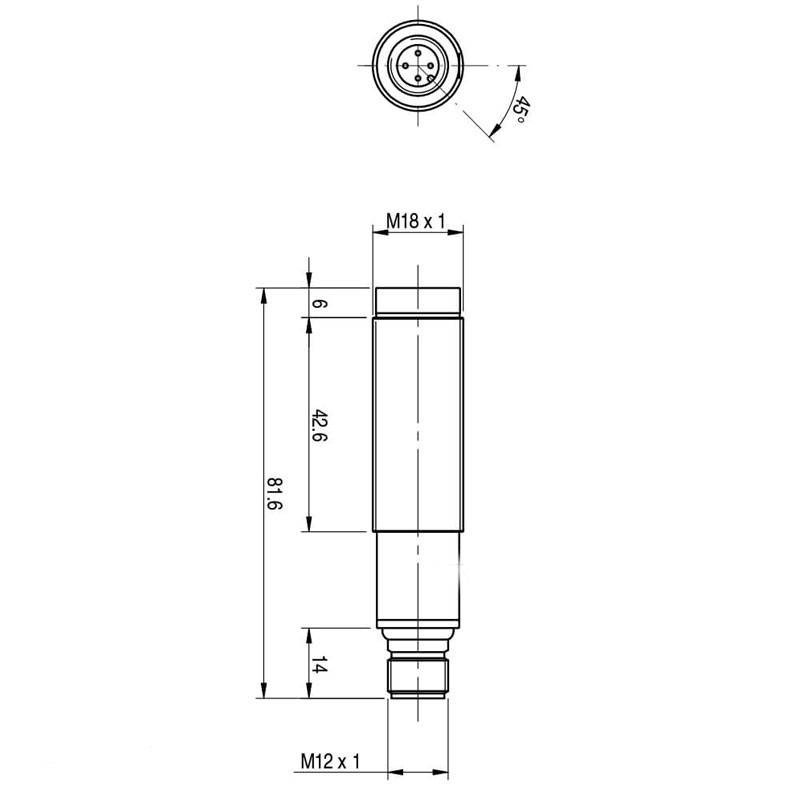 Sensor fotoeléctrico Datasensing PNP M18 NO/NC con conector IP67 FAI4/BP-1E