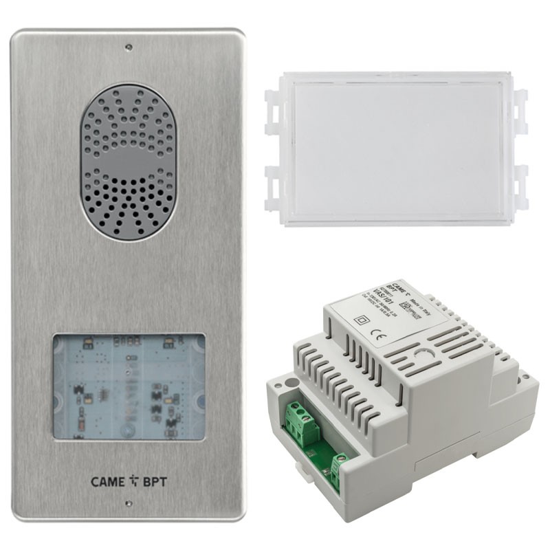 BPT intercom system base kit with LITHOS push button panel 2-wire system