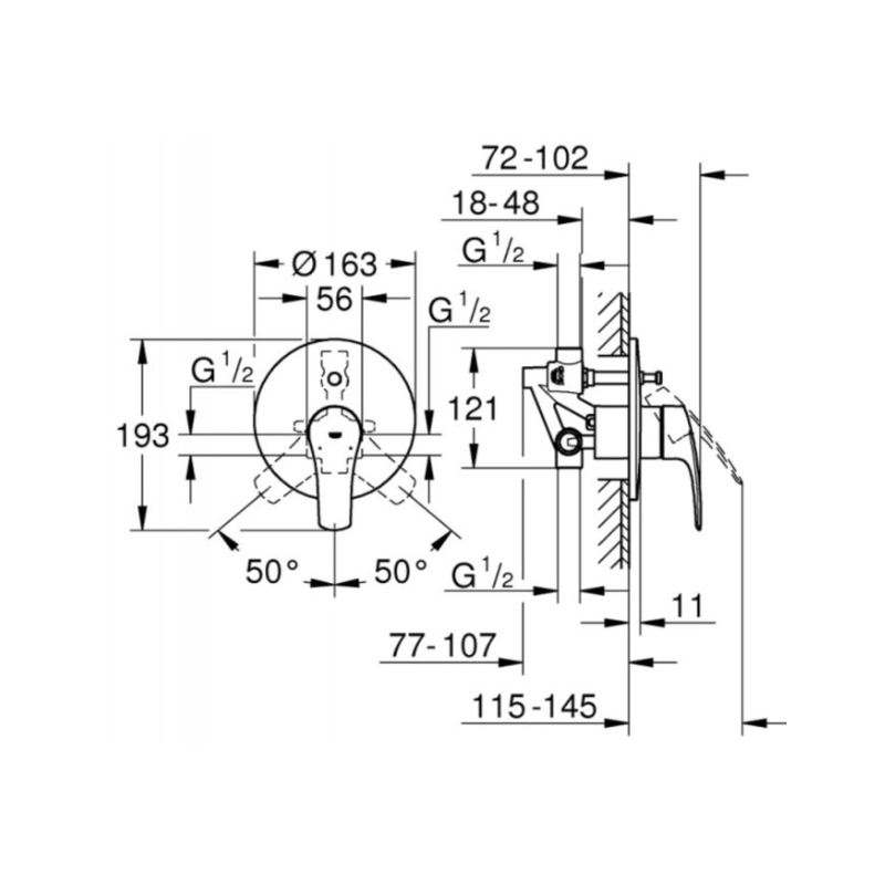 Grohe Eurosmart single-lever bath and shower mixer 33305003
