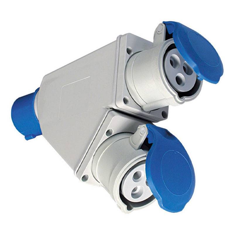 Fanton Industrial adapter for plug 2 sockets 230V IP44 73105