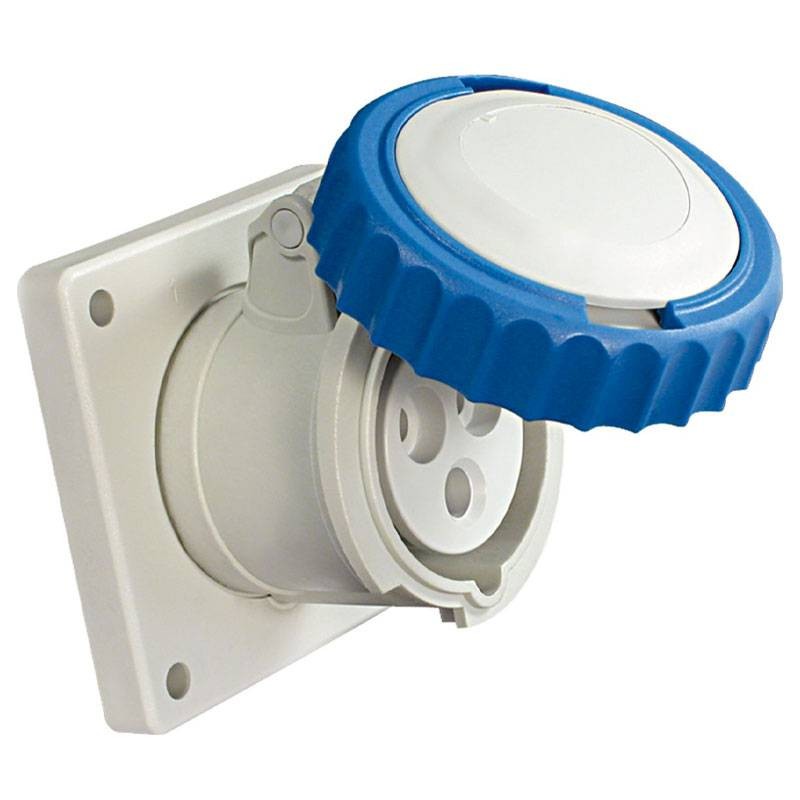Fanton industrial recessed socket 2P+E 16A 230V IP67 blue 71540
