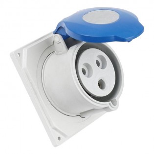Fanton industrial 2P+E 32A 230V IP44 blue 71520 recessed outlet