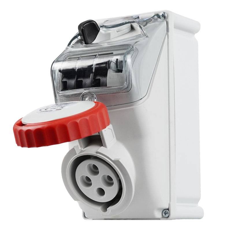 Fanton industrial socket fuse holder 3P+E 32A 400V IP67 red 73374