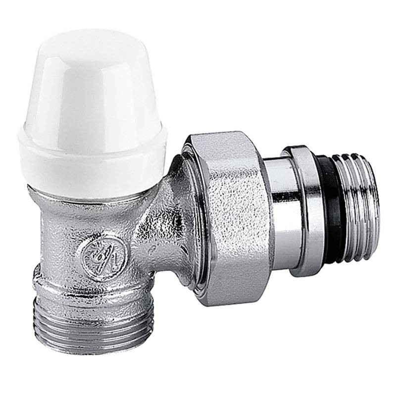 Detentor en escuadra Caleffi 342 para radiadores M 3/8 cromado 342302