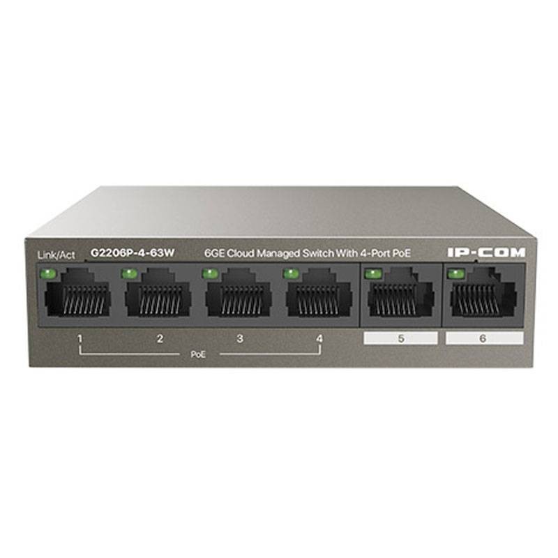 Switch cloud 6GE IP-Com PoE 4 ports 10/100/1000 Mbps 58W G2206P-4-63W