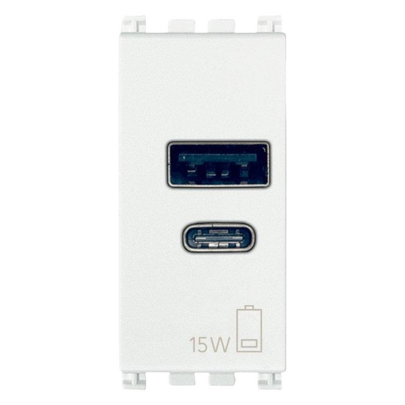 Vimar Arkè USB A+C Socket 15W 5V 1M white 19292.AC.15.B