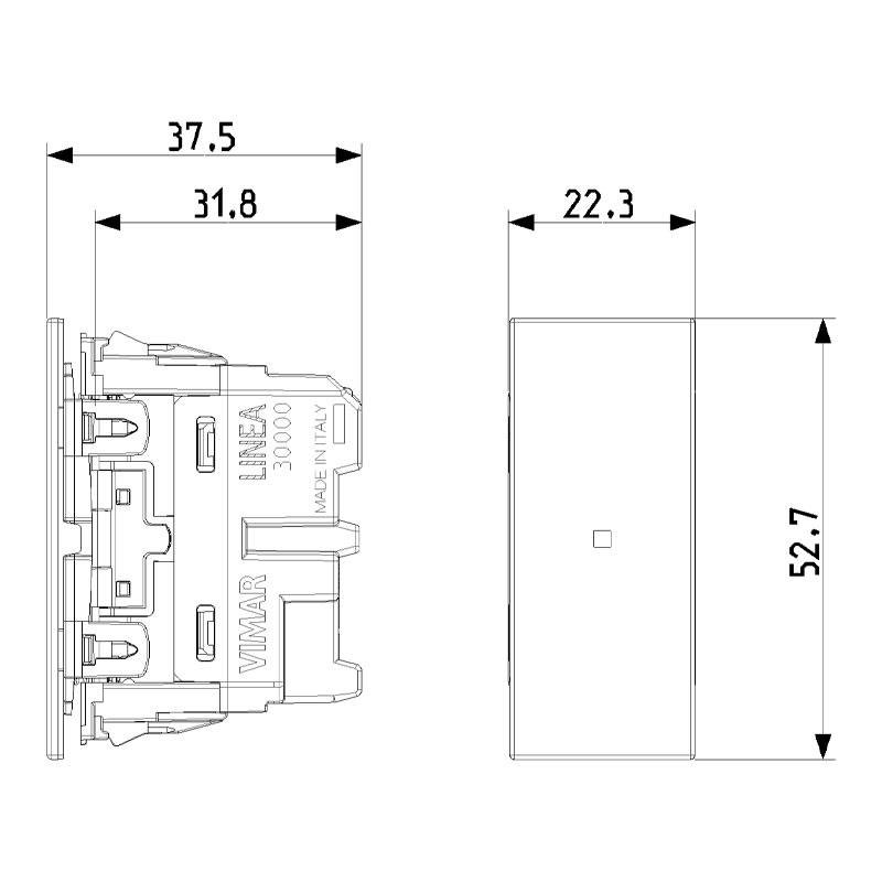 Vimar Linea Axial Multiway switch 1P 10AX Illuminable Black