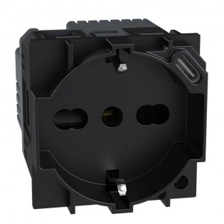 Bticino Living Now P40 Schuko USB Socket Black KG4140A16USB