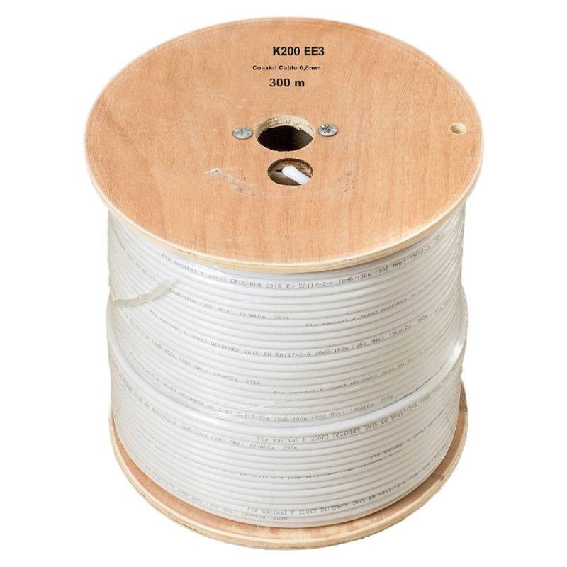 Cable coaxial Fte 6,8 mm para TV y SAT blanco PVC 300 metros
