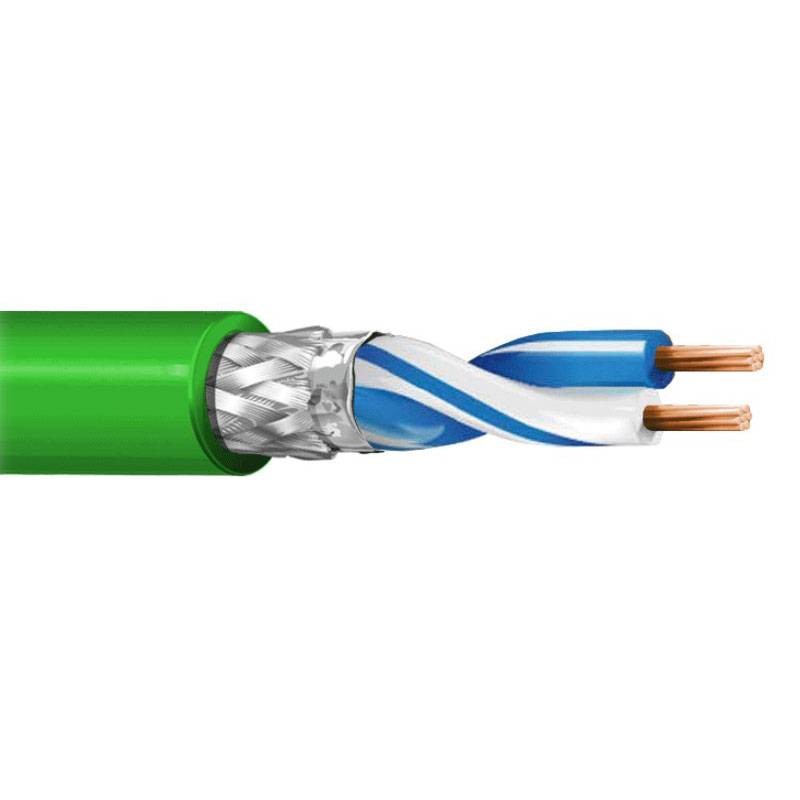 Cable apantallado 1x2 mm2 AWG24 para RS485/MODBUS LSZH verde 100m